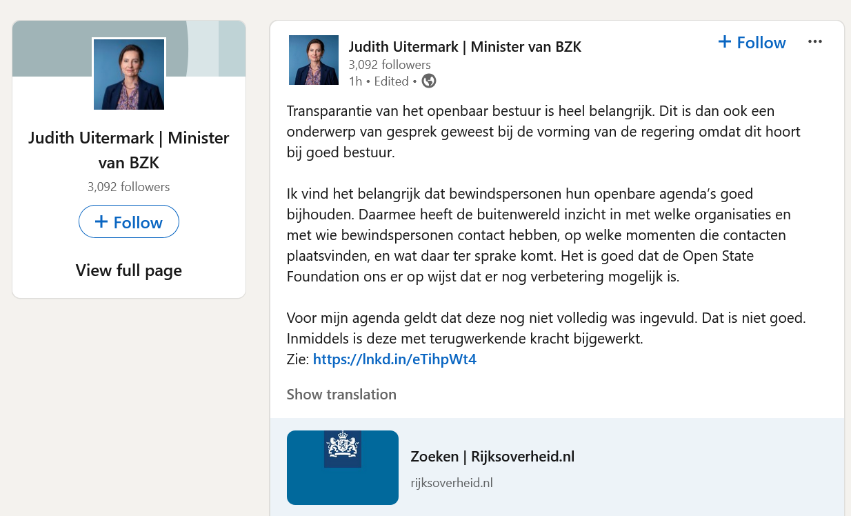 Onderzoek Open State naar agenda’s kabinet-Schoof heeft veel impact ...